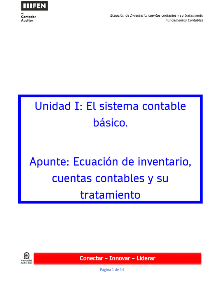 Apunte 04 Ecuación de Inventario, Cuentas Contables y Su Tratamiento ...