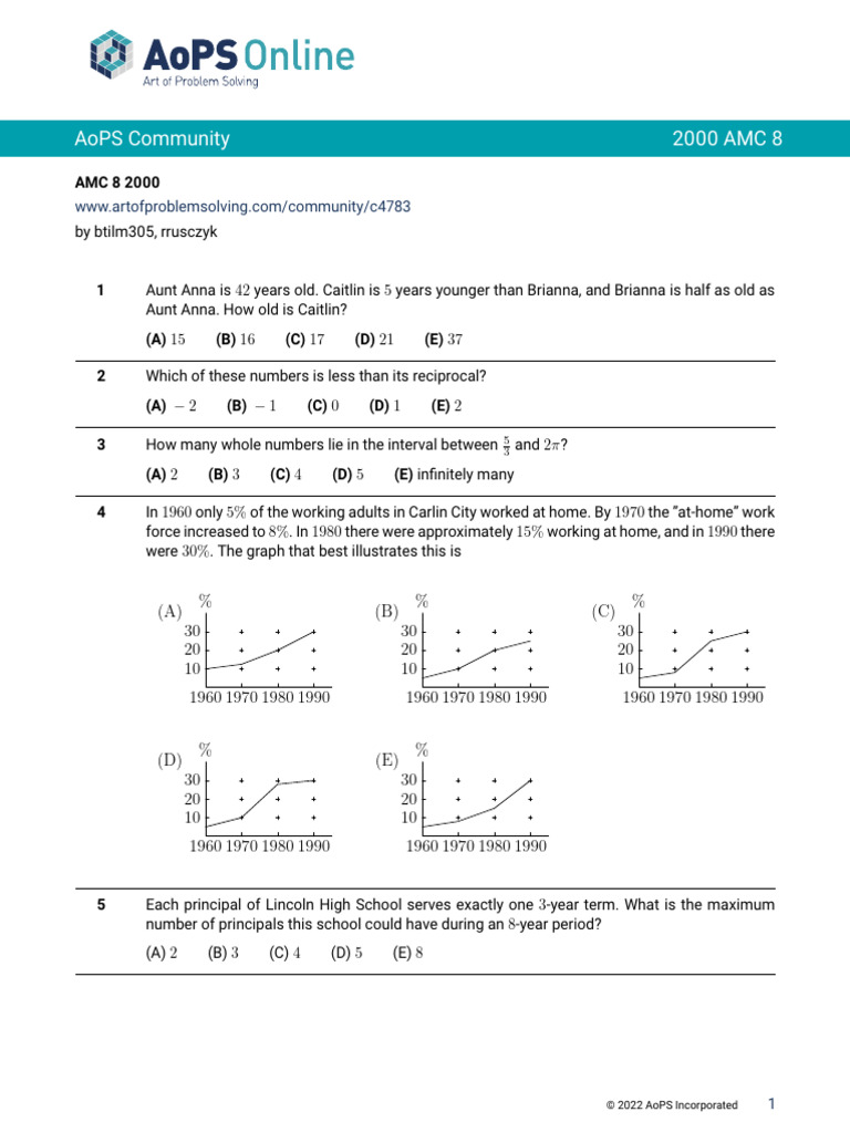 Aops Community 2000 Amc 8 | PDF | Area | Euclidean Plane Geometry