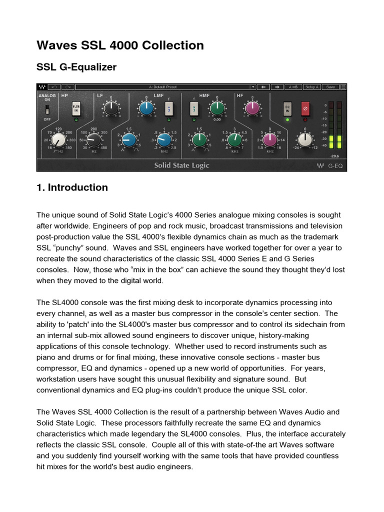 SSLEQ | PDF | Equalization (Audio) | Signal Processing