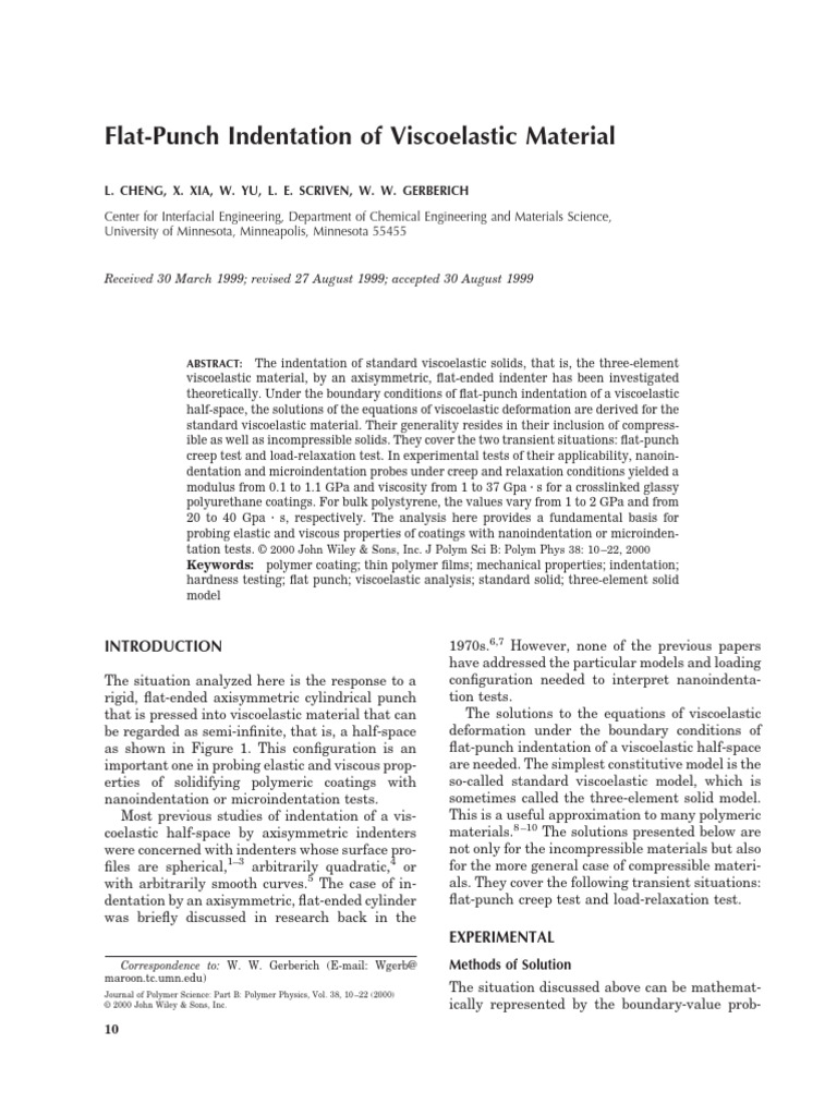 J Polym Sci B Polym Phys - 1999 - Cheng - Flat Punch Indentation of Viscoelastic Material | PDF ...