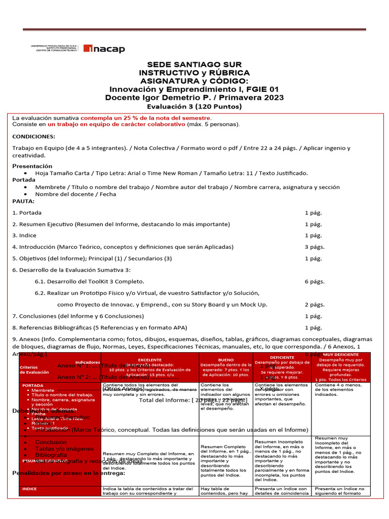 Pauta y Rúbrica de Eval. Sum. 3 | PDF