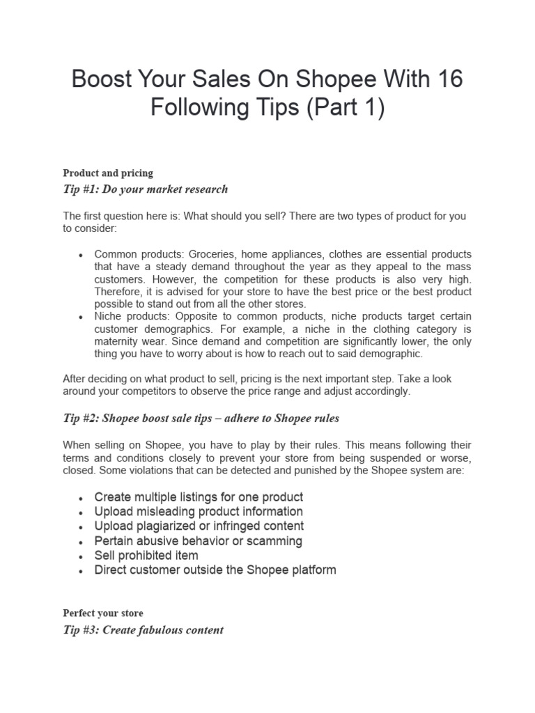 Boost Your Sales On Shopee With 16 Following Tips | PDF | Retail ... Boost Your Sales On Shopee With 16 Following Tips | PDF | Retail ...