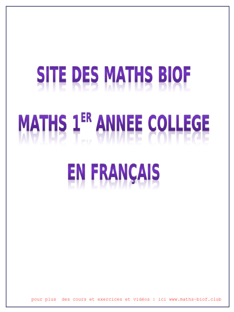 Exercices de maths 1ère année collège | PDF | Division | Triangle