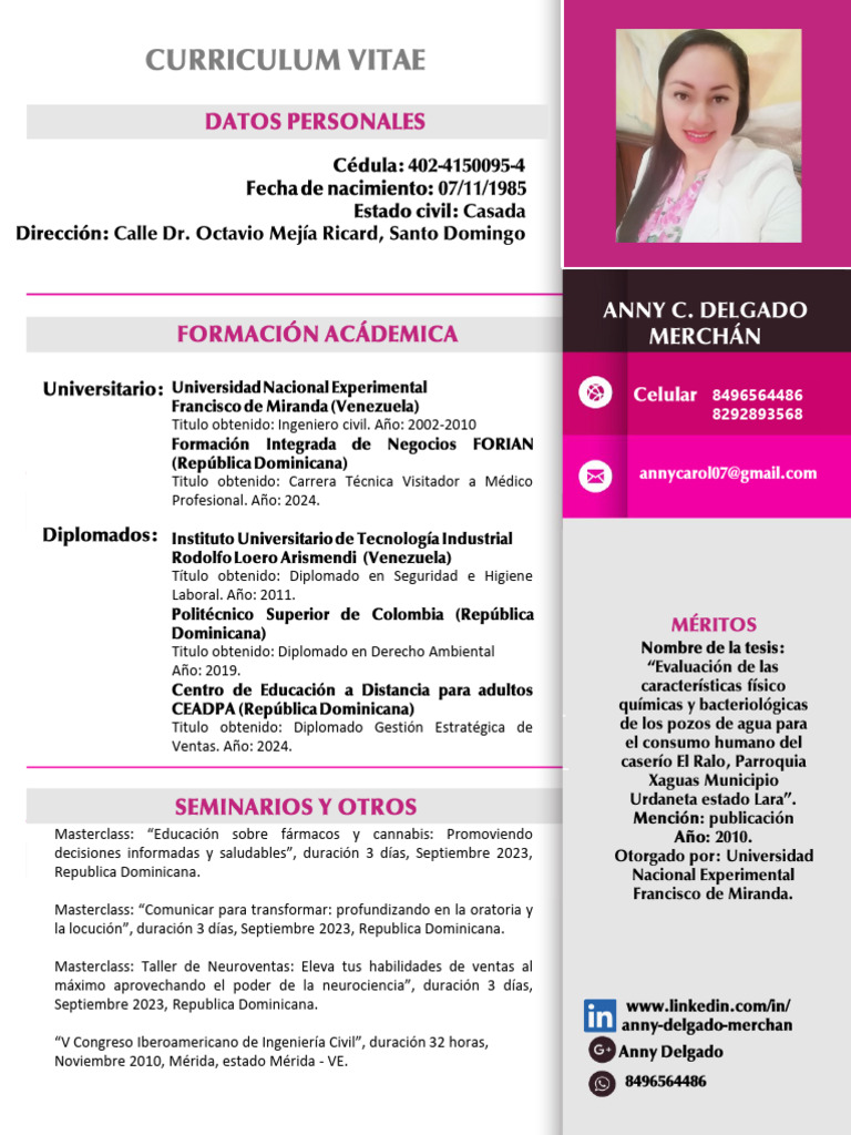 Curriculum Anny Delgado. Julio 2024 | PDF | República Dominicana | Business