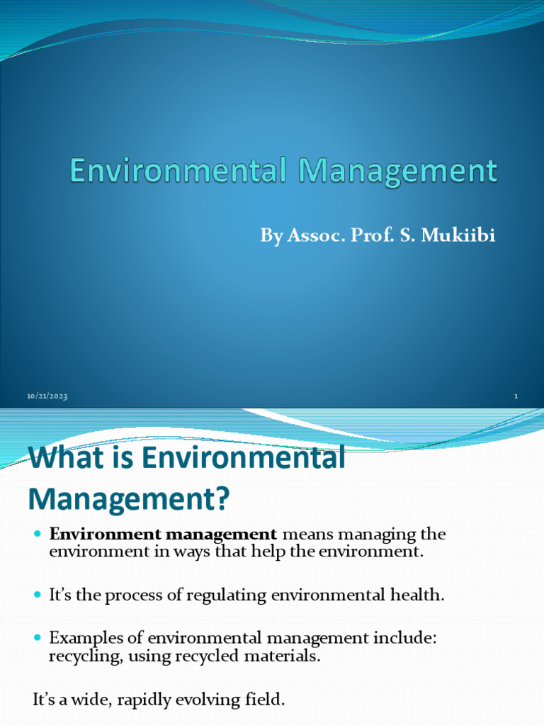 Understanding Environmental Management | PDF | Risk | Sustainability