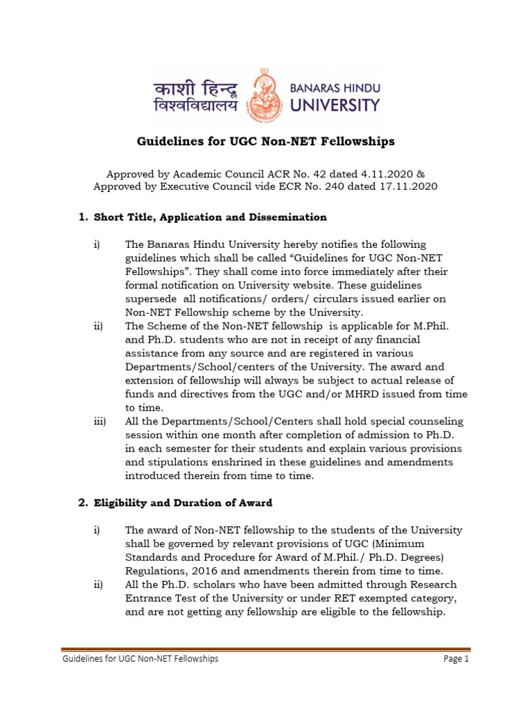 03-UGC NonNET Fellowship Guidelines - English | PDF | Doctor Of Philosophy | Government