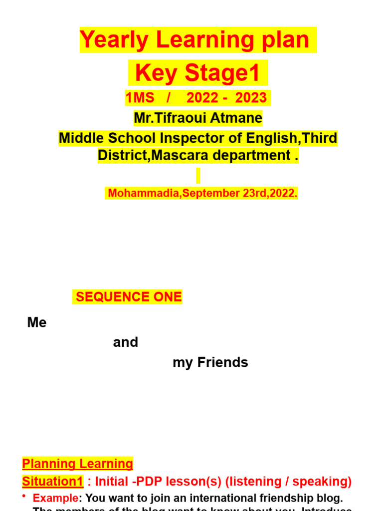 1ms Yearly Learning Plan by Atmane Tifraoui | PDF | Question | Semantics