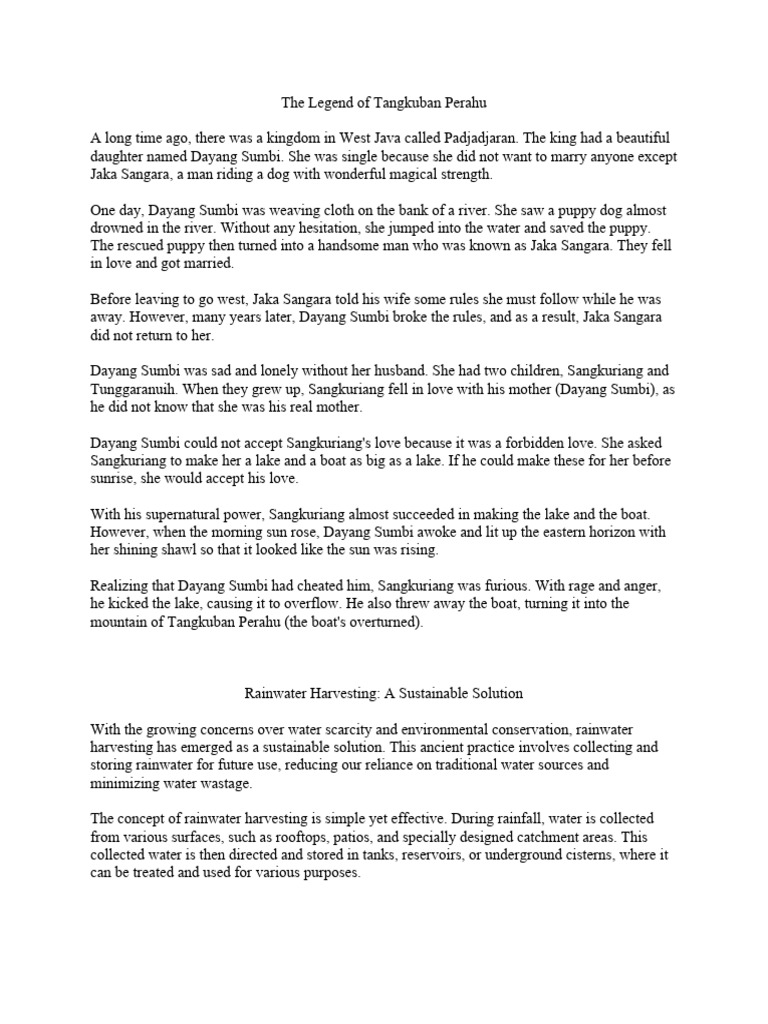 The Legend of Tangkuban Perahu | PDF | Water | Environmental Engineering