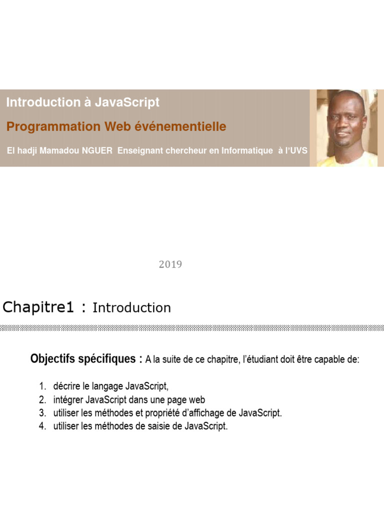 Chapitre 01 - Cours Developpement de Site Web Dynamique Avec Javascript | PDF | JavaScript ...