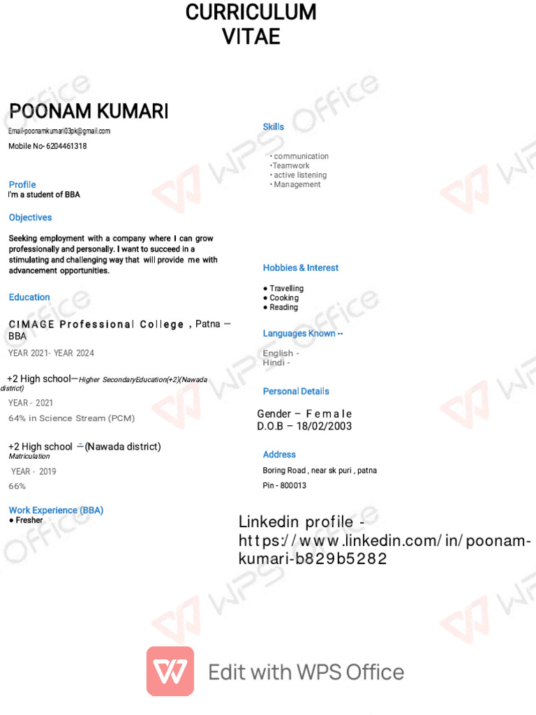Poonam Resume | PDF