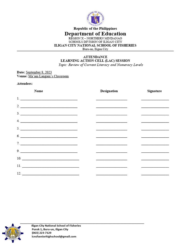 Lac Attendance Apfil 1ST | PDF