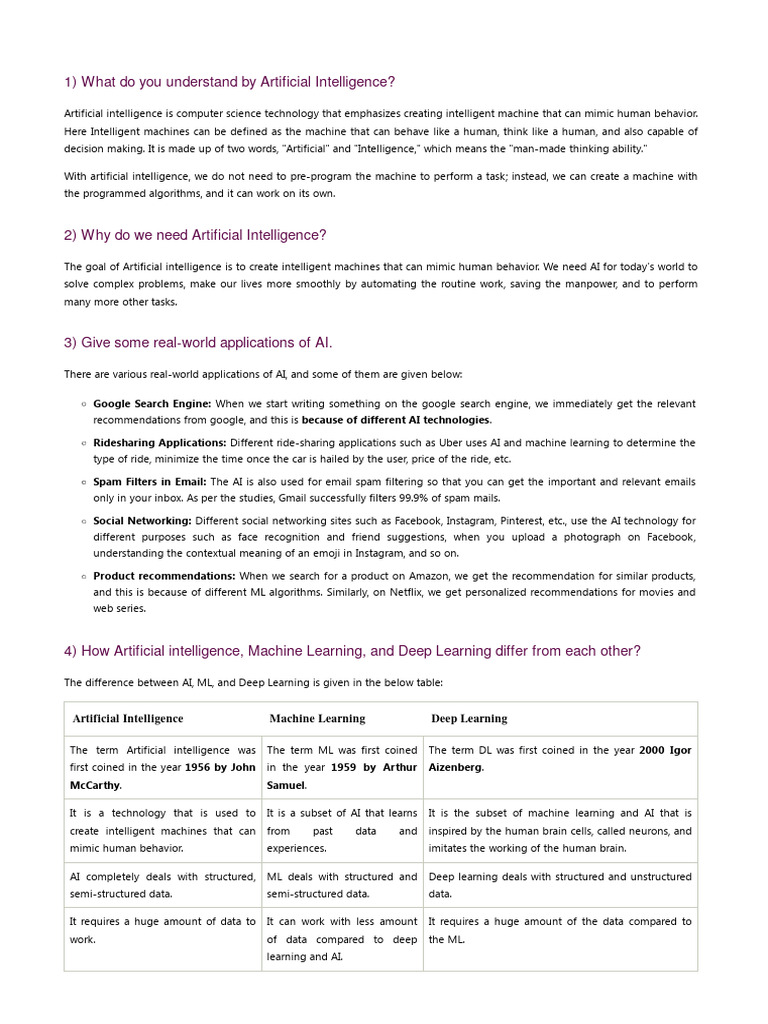 artificial-intelligence-questions | PDF | Artificial Intelligence | Intelligence (AI) & Semantics