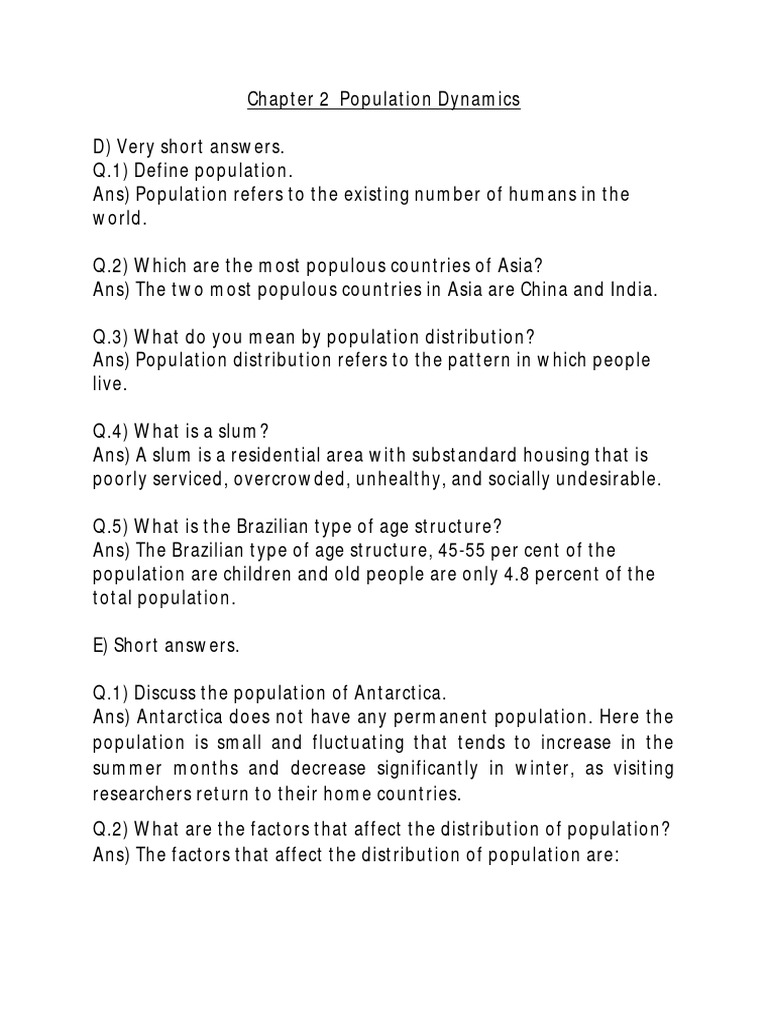 Chapter 2 Population Dynamics | Download Free PDF | Slum | Human ...