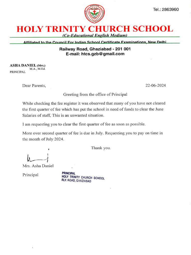 Greeting From The Office of Principal | PDF