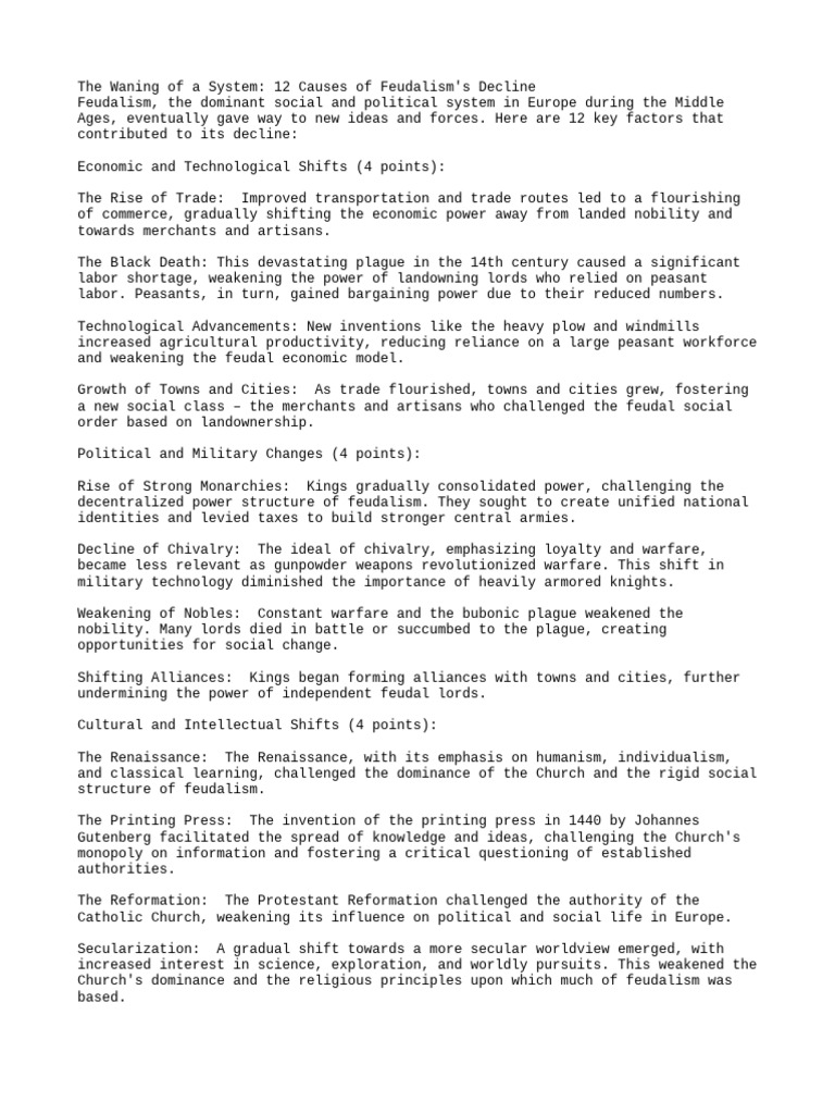 Causes of Feudalism Decline | PDF | Printing Press | Renaissance