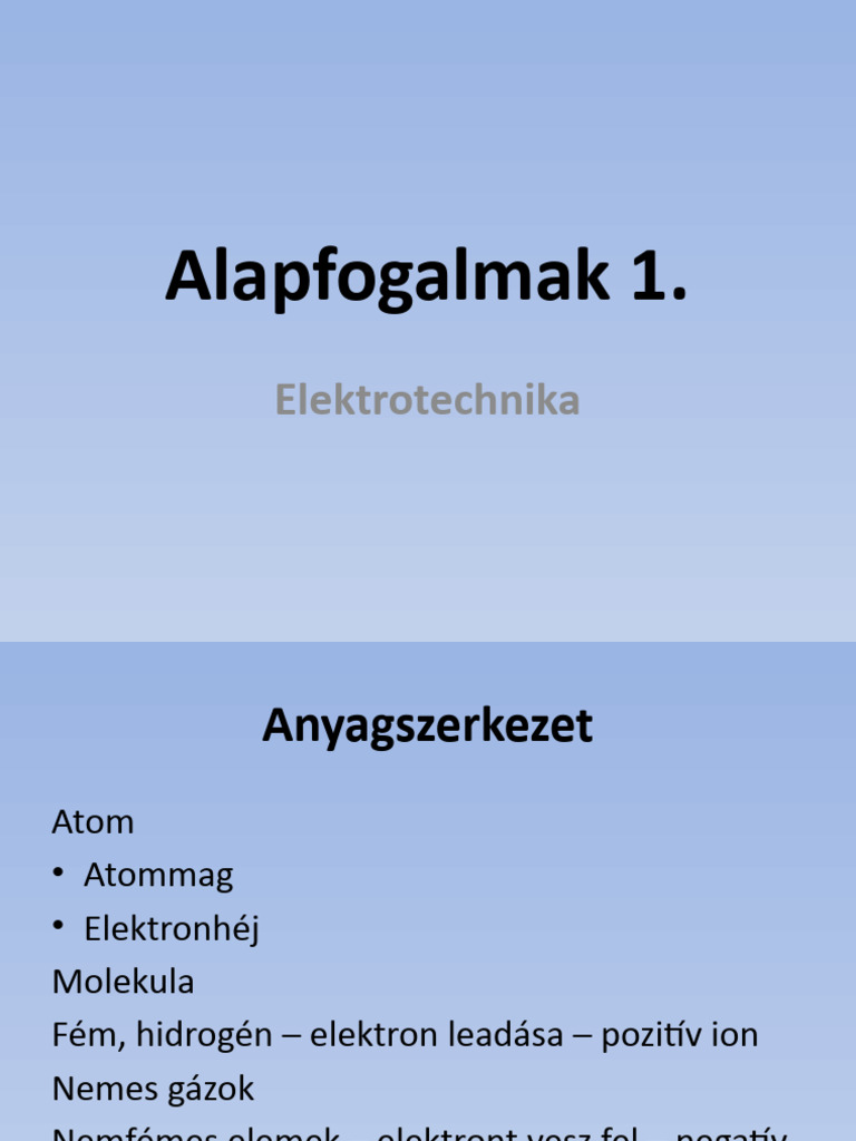 Elektrotechnikai Alapfogalmak | PDF