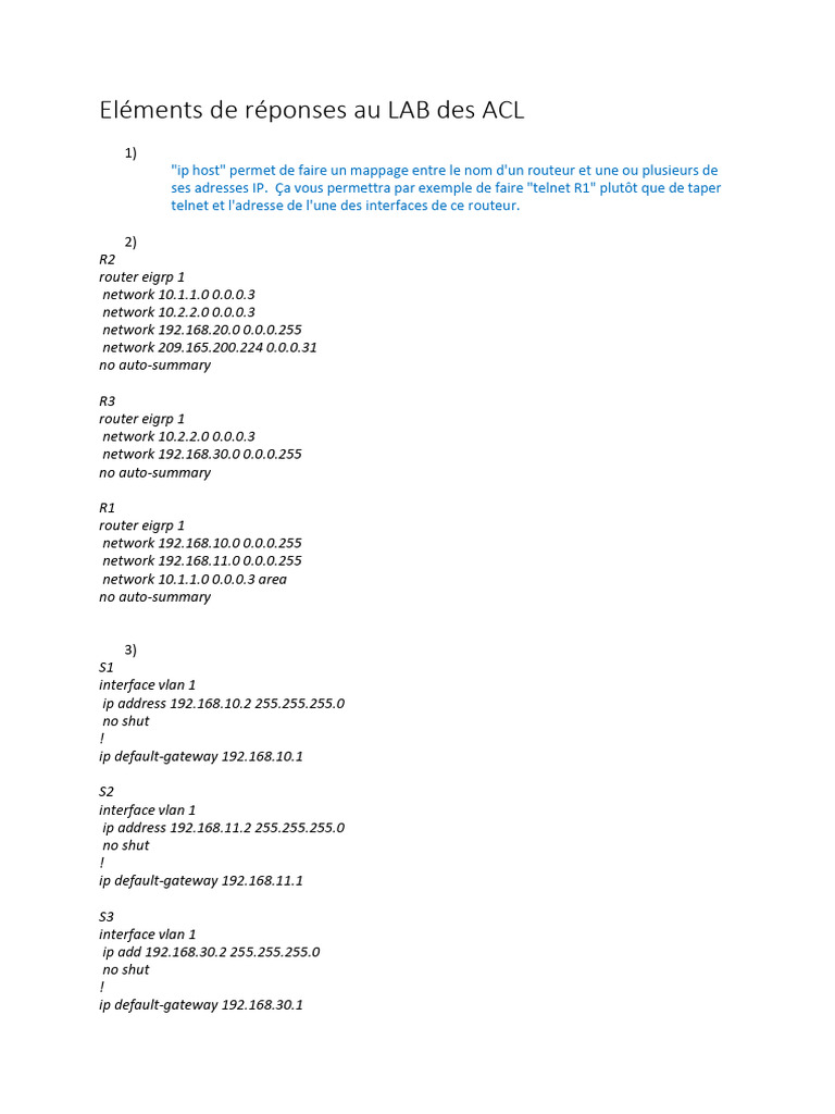 LAB 3 ACL Elements de Reponse | PDF | Protocoles Internet | Adresse IP