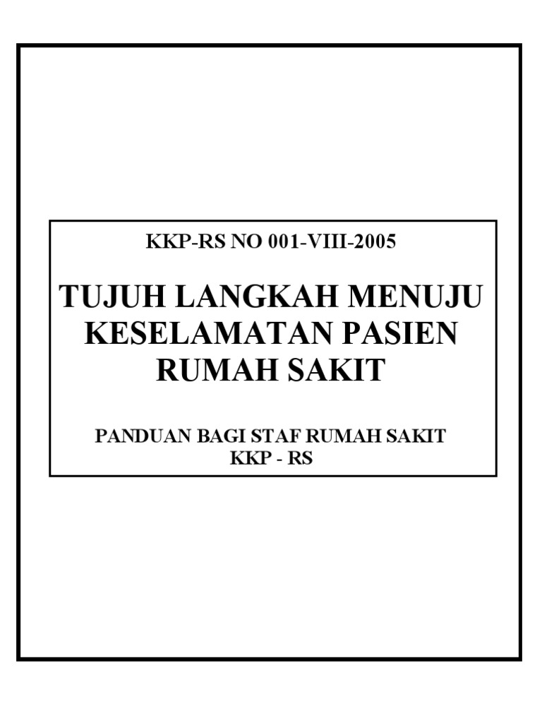 Tujuh Langkah Menuju Keselamatan Pasien Rumah Sakit | PDF | Bisnis