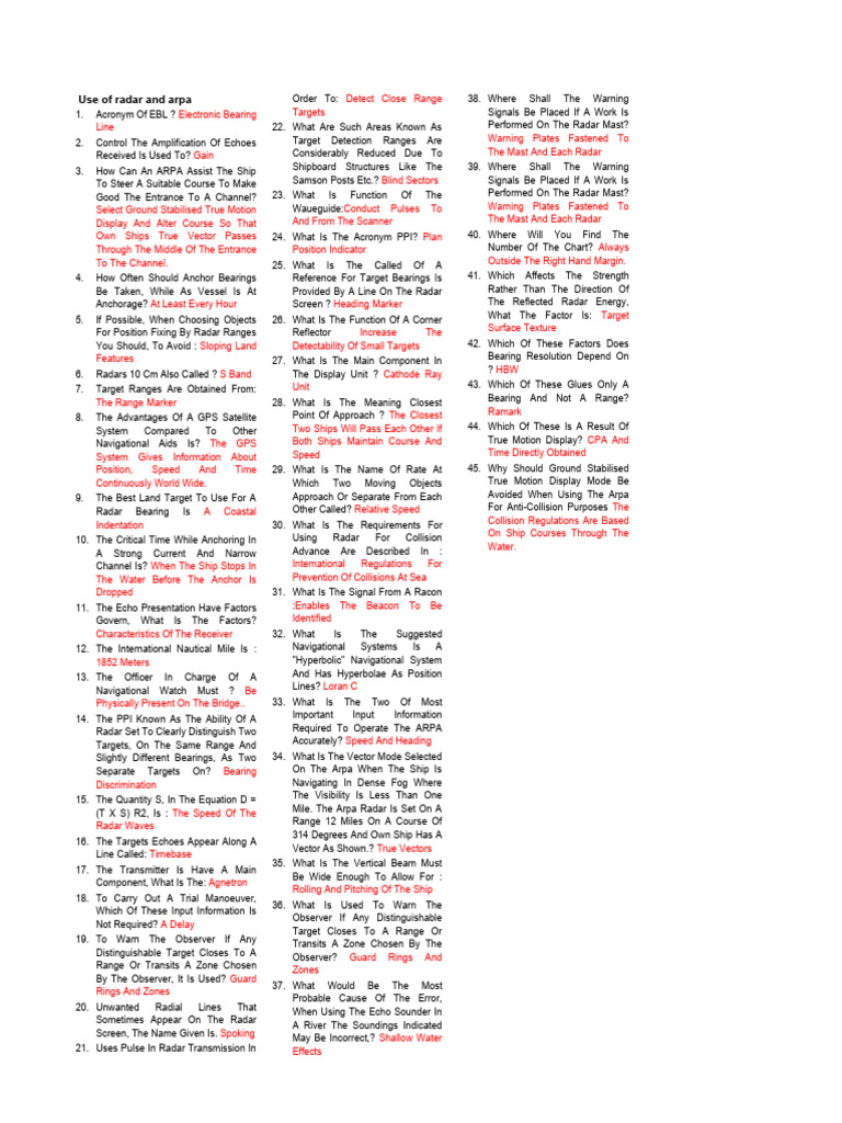 Use of Radar and Arpa | PDF | Radar | Navigation