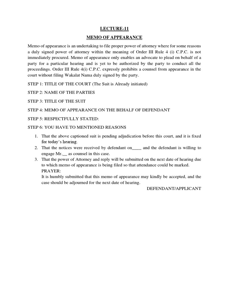 memo of appearance | PDF