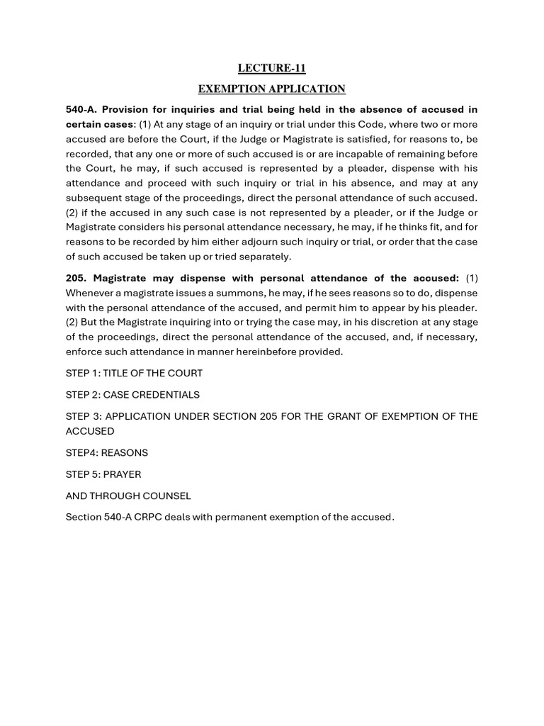 Exemption Application | PDF