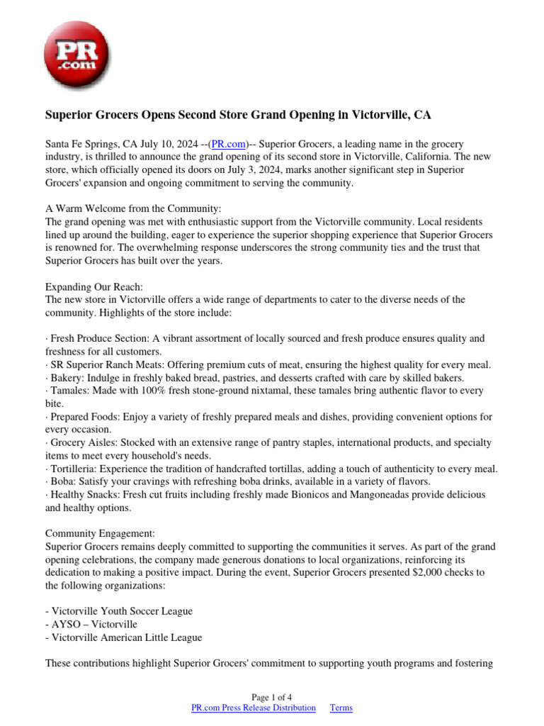 Superior Grocers Opens Second Store Grand Opening in Victorville, CA ...