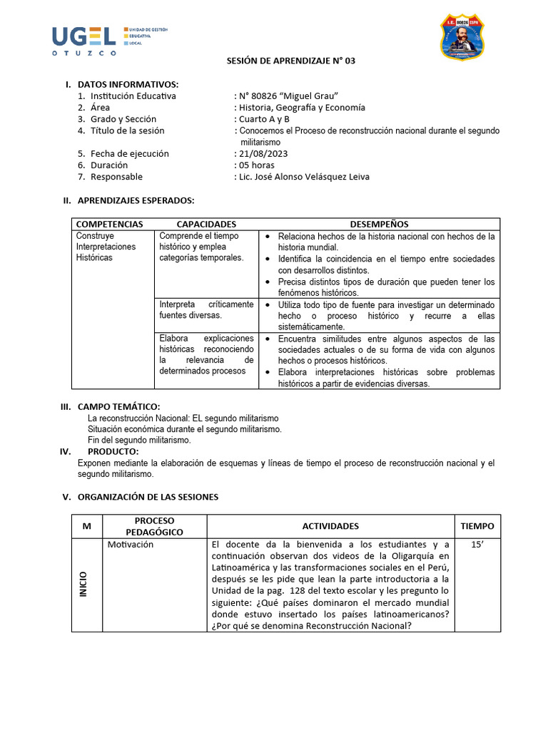 SESIÓN DE APRENDIZAJE N 2 | Descargar gratis PDF | Evaluación | America latina