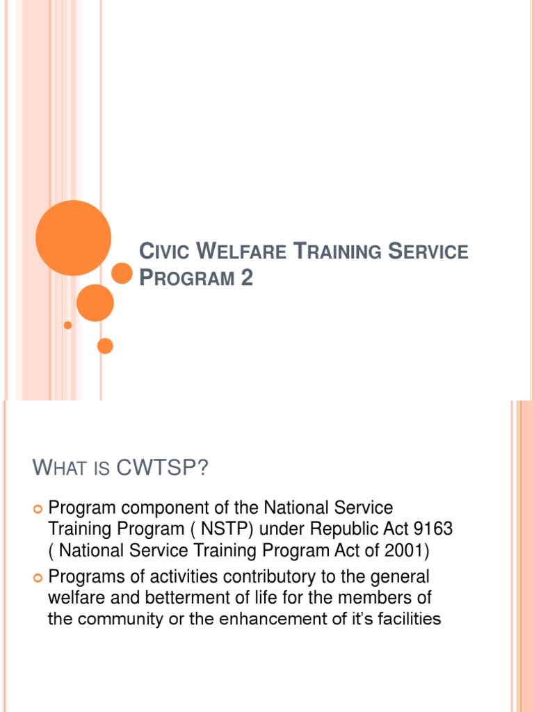 Civic Welfare Training Service Program 2 | Millennium Development Goals ...