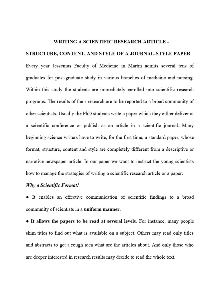 Guide to Writing Scientific Articles | PDF | Citation