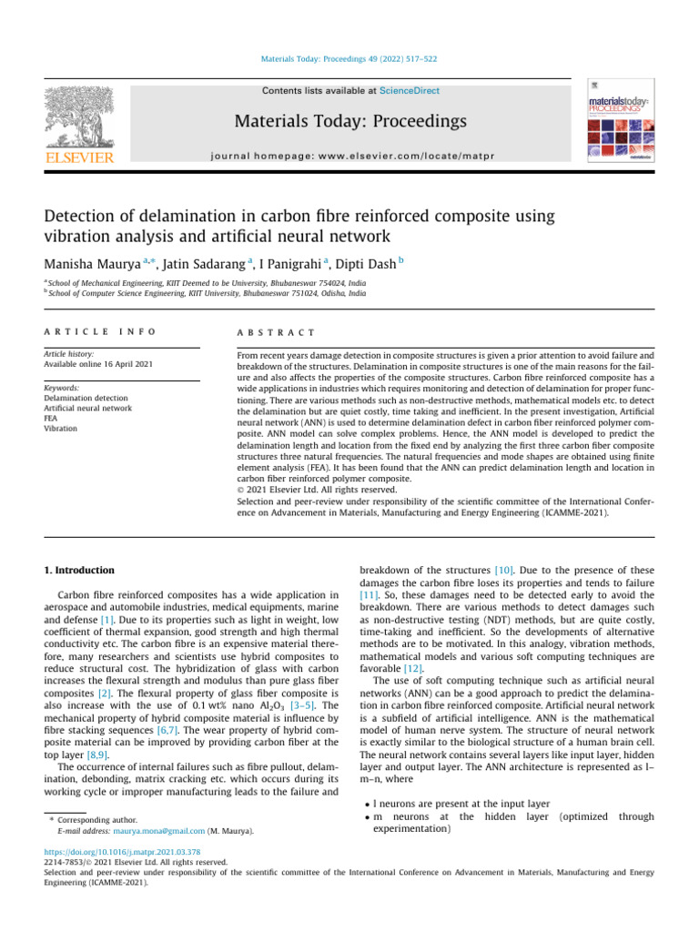 13 Detection Of Delamination In Carbon Fibre Reinforced Composite Using