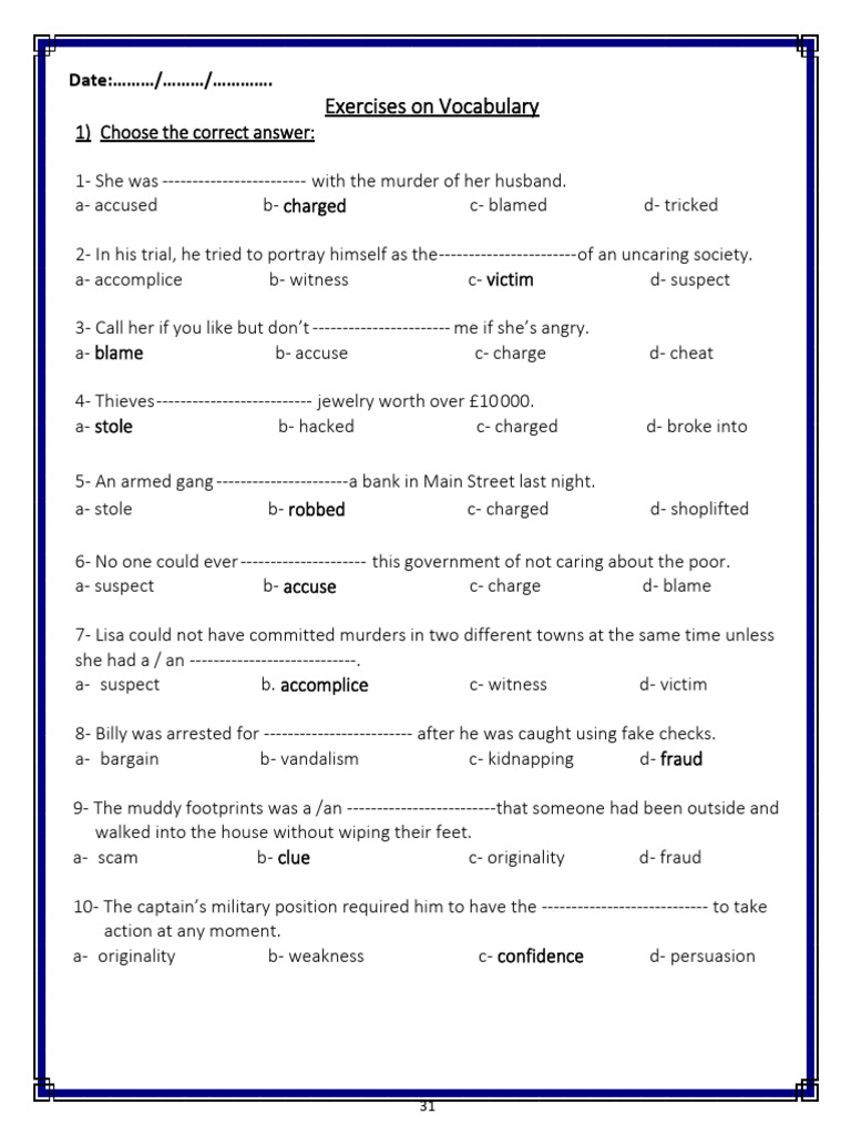 Vocabulary and Grammar Exercises | PDF