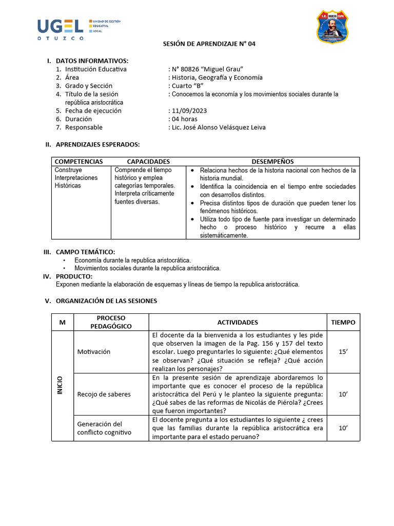 SESIÓN DE APRENDIZAJE N 4 | PDF | Evaluación | Aprendizaje