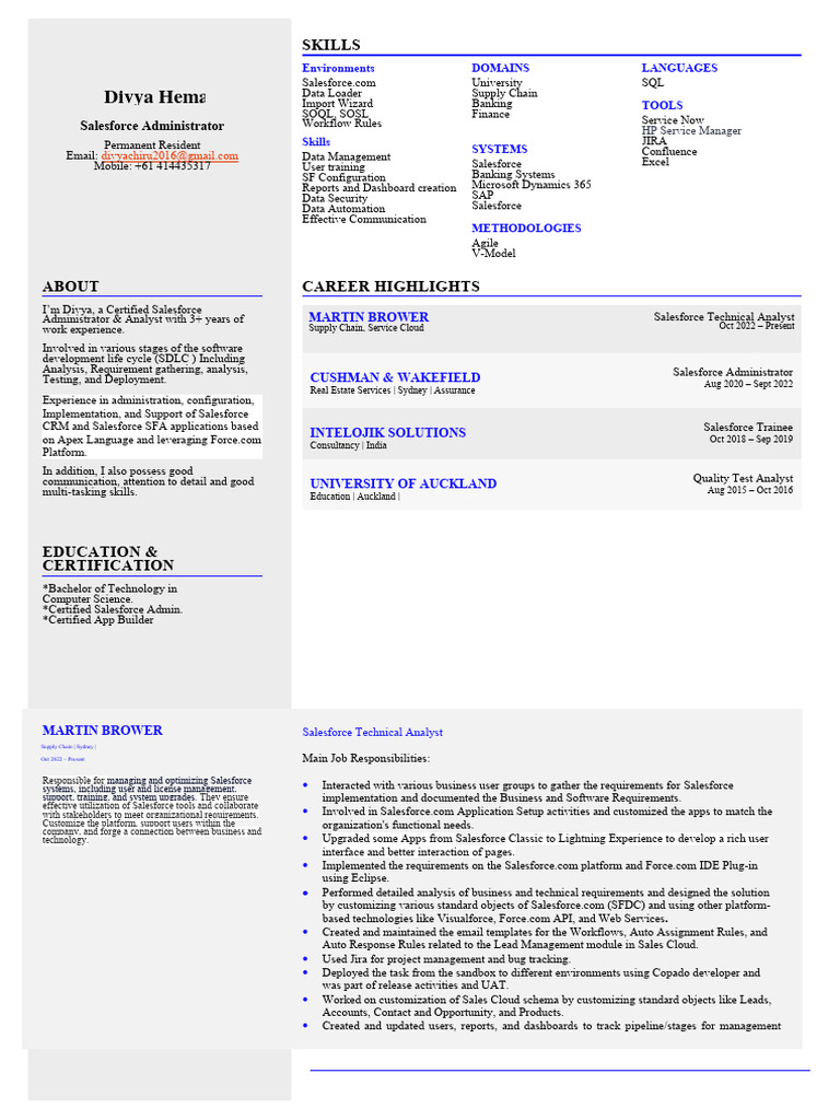 Divya Hema CV | Download Free PDF | Application Software | Cloud Computing