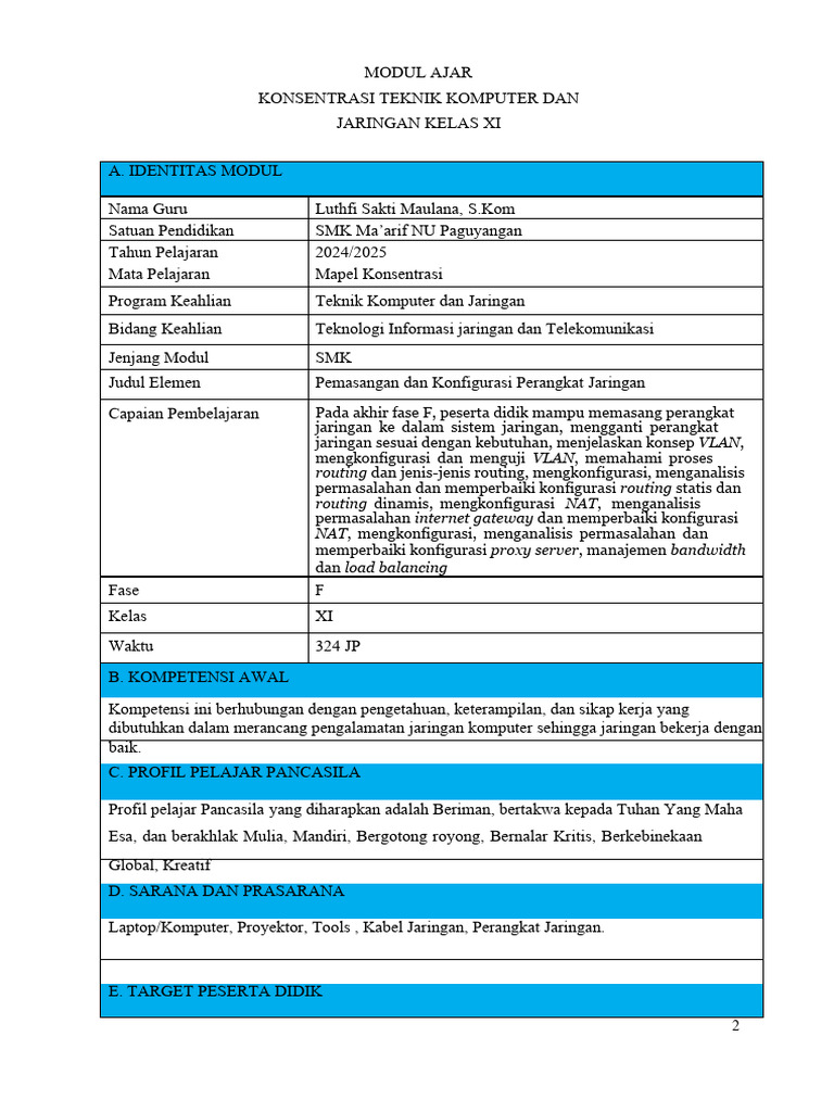 Ma MK 1 Xi TKJ (LS) 2024-2025 | PDF | Karier & Perkembangan | Seni