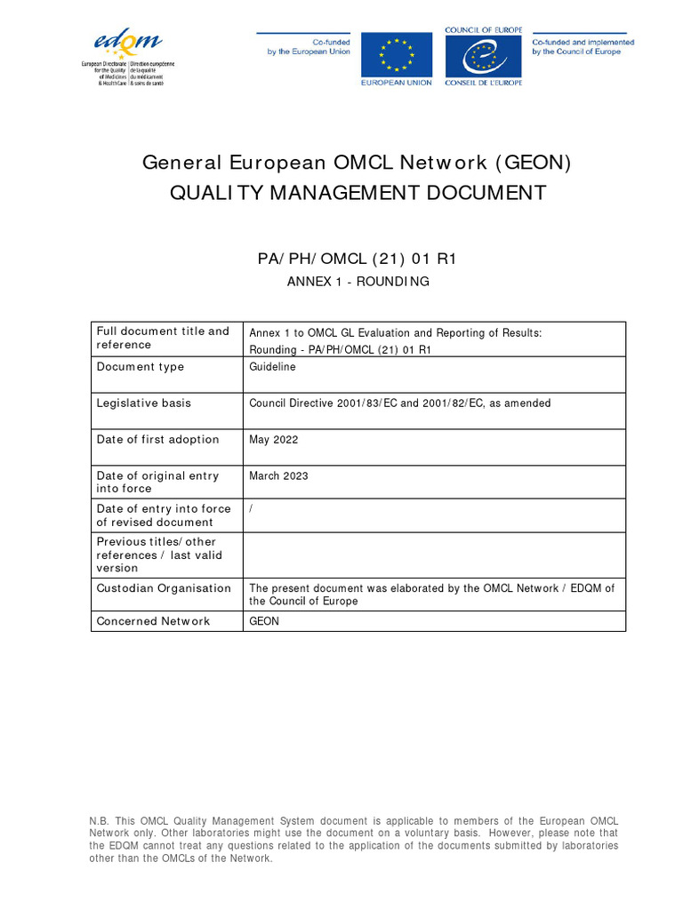 OMCL Rounding Guidelines for Data | PDF | Significant Figures | Rounding