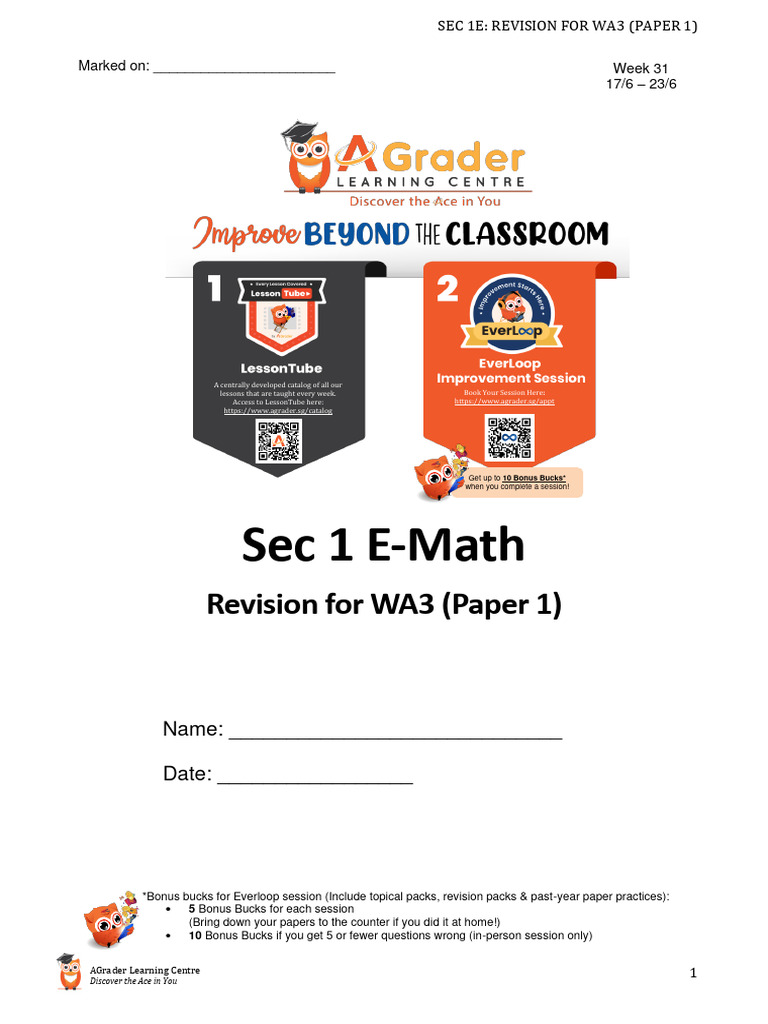 Sec 1 E-Math WA3 Revision Guide | PDF | Investing | Economies