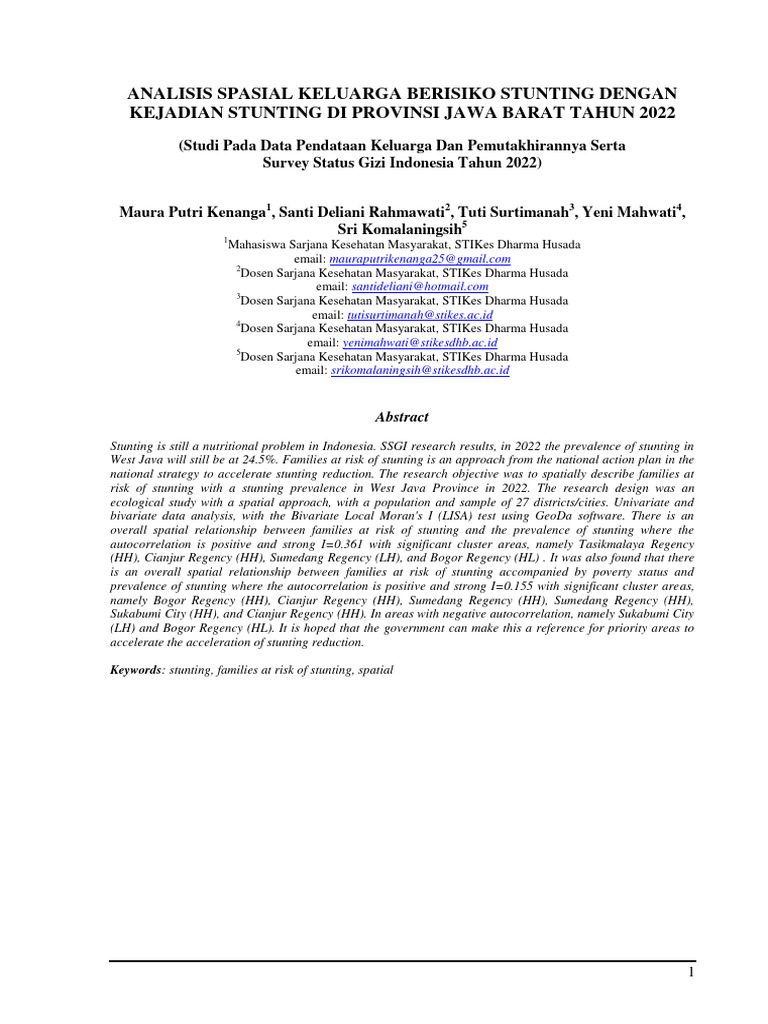 Analisis Pemetaan Faktor Resiko Kejadian Stunting Menggunakan Aplikasi Gis Di Kabupaten Pasaman ...