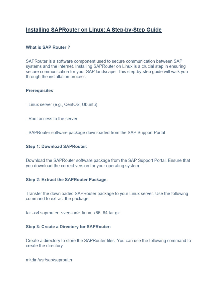 Installing Saprouter On Linux Pdf Linux Computer File 