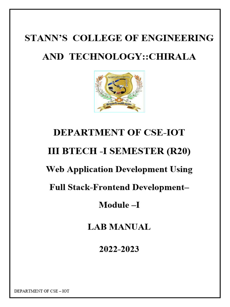 Frontend Web Development Lab Manual | PDF | Hyperlink | Html Element