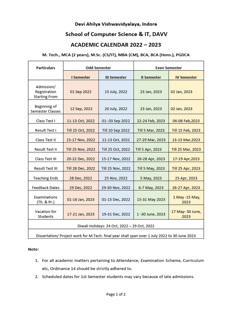 Acadamic Calendar 2022 23 | PDF | Academia | Educational Stages