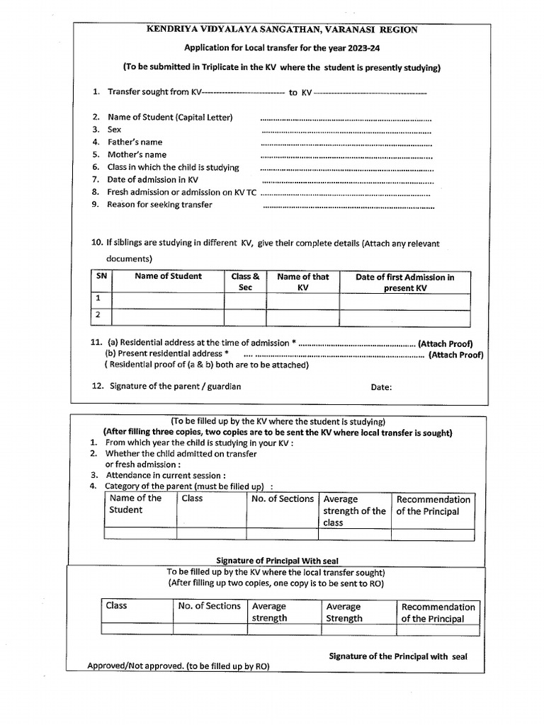 Local Transfer Form and Schedule | PDF