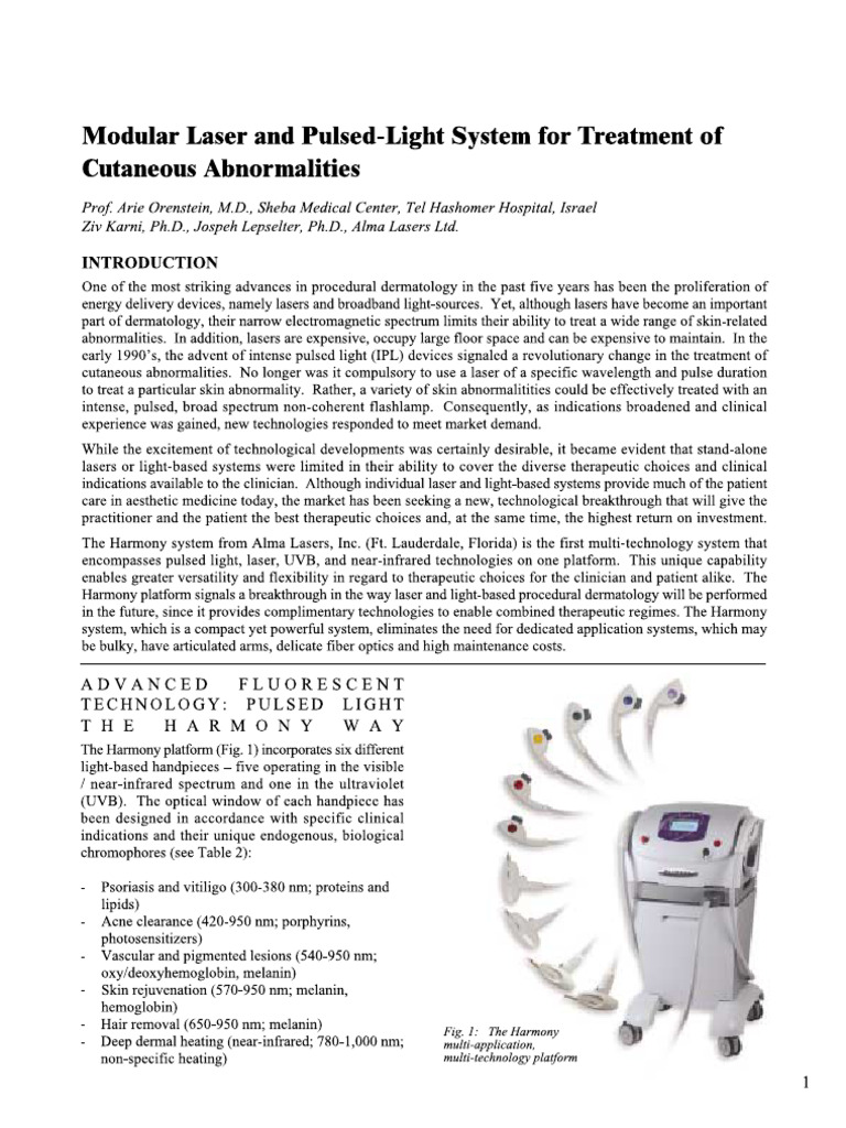 Modular Laser and Pulsed Light System For Treatment of Cutaneous ...