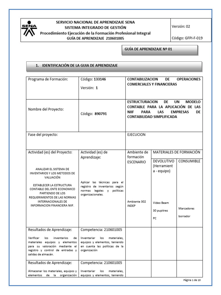 GFPI-F-019 - Formato - Guia - de - Aprendizaje 01 Inventarios | PDF | Contabilidad | Valoración ...