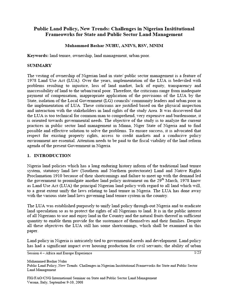 Challenges in Nigeria's Land Management | PDF | Sustainability | Nigeria