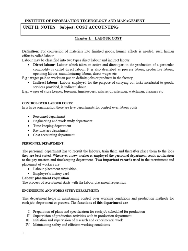 Unit II Notes Cost Accounting | PDF | Piece Work | Employment Unit II Notes Cost Accounting | PDF | Piece Work | Employment