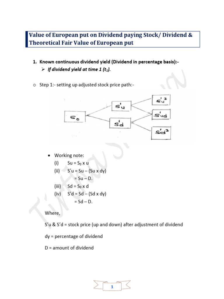 European Put Valuation with Dividends | PDF | Dividend | Stock Market