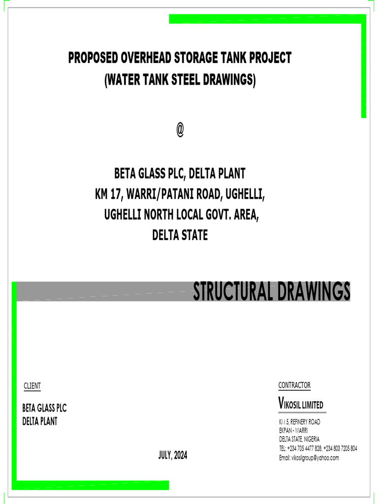 PRELIMINARY DESIGN FOR THE OVERHEAD STORAGE TANK | Download Free PDF ...