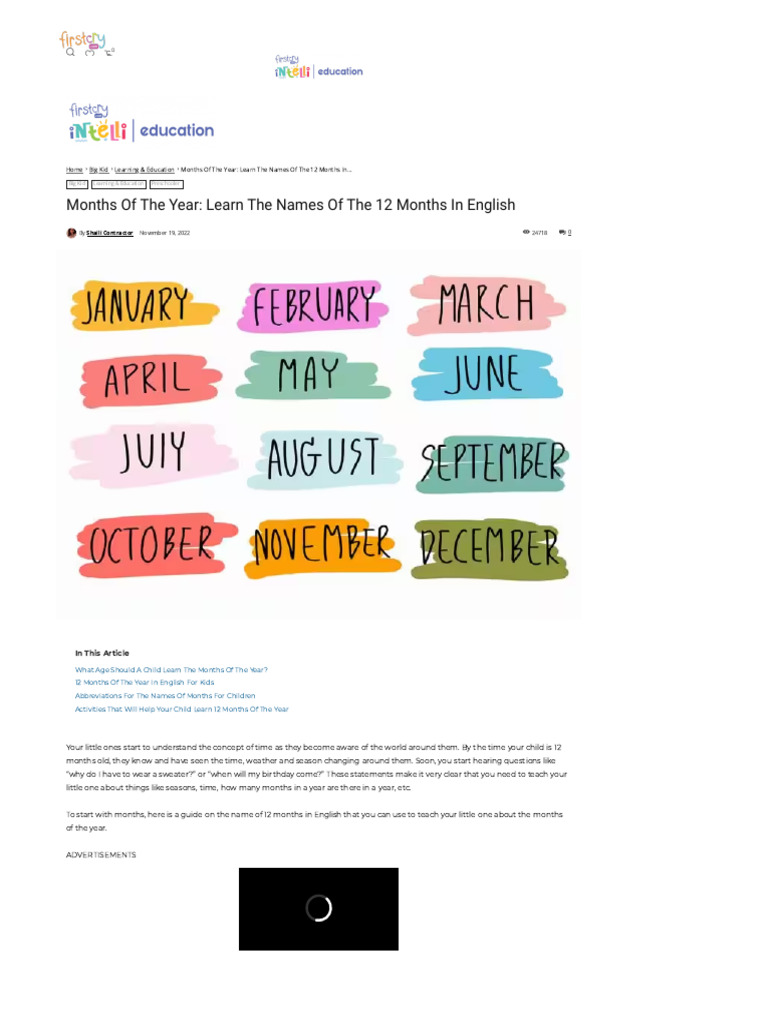 Learn 12 Months of the Year for Kids | PDF