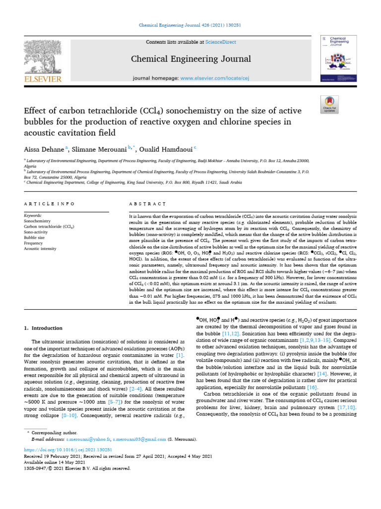 Chemical Engineering Journal: Sciencedirect | PDF | Chlorine | Chemical ...