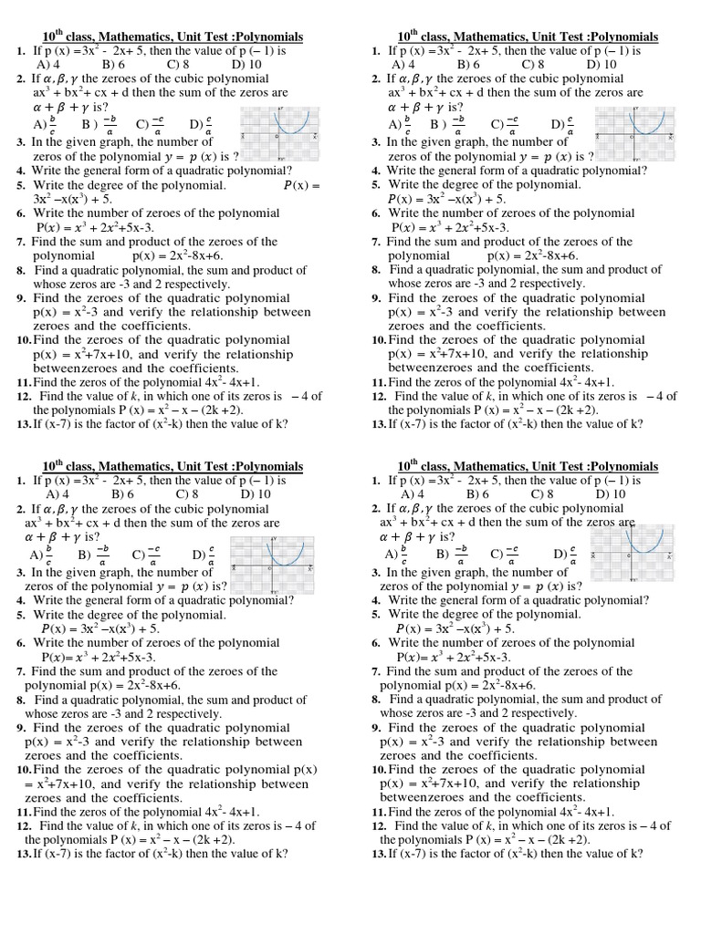 10th Polynomails Pdf Factorization Polynomial 1511
